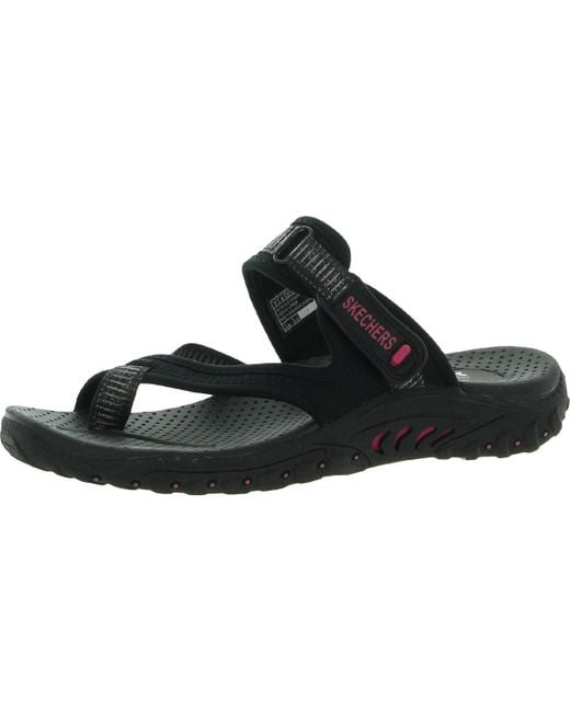 Skechers Reggae Seize The Day Metallic Toe Loop Slide Sandals in Black ...