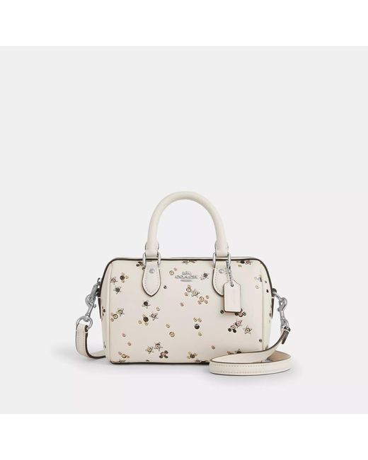 COACH Mini Rowan Crossbody Bag With Star Print in White | Lyst