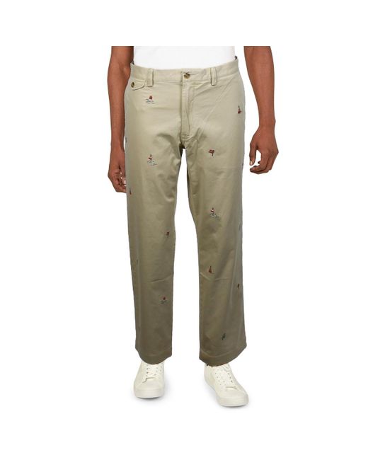 Polo Ralph Lauren Mid-Rise Embroidered Chino Pants in Green for Men | Lyst