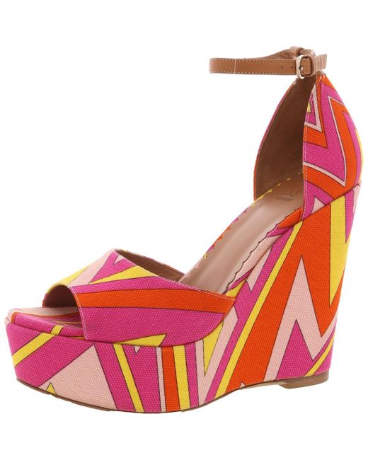 Missoni Pattern Woven Wedge Sandals in Red | Lyst