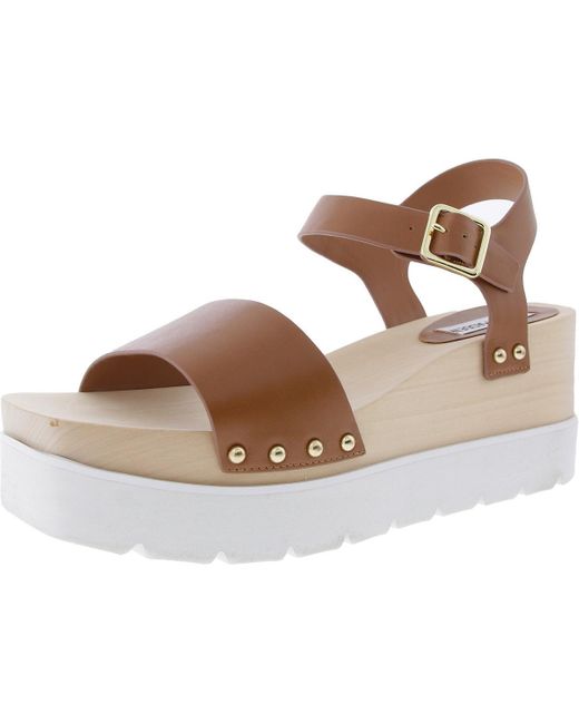 Steve Madden Rush Adjustable Faux Leather Platform Sandals in Brown | Lyst