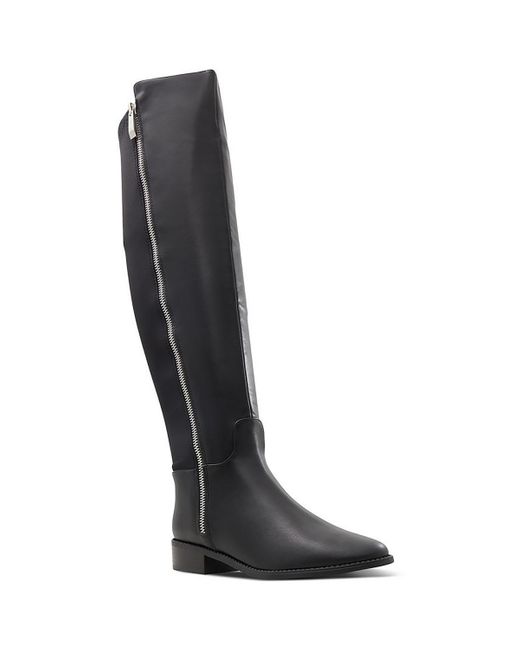 ALDO Zipper Faux Leather Knee-High Boots in Black | Lyst