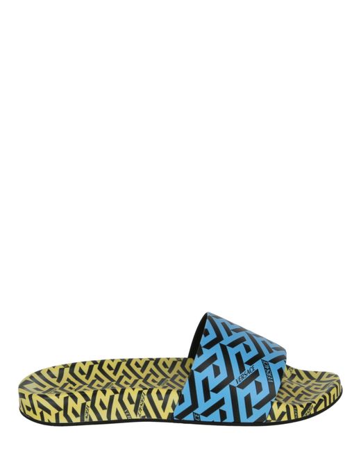 Versace Greca Print Slides in Green for Men | Lyst