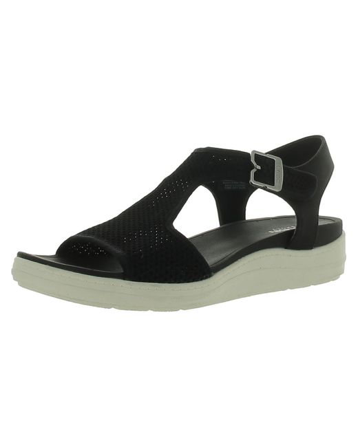 Dr. Scholls Time Off Sun Faux Suede Comfort Wedge Sandals in Black | Lyst