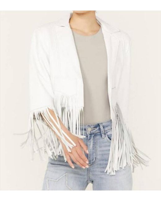Cripple Creek Nappa Lamb Leather Jacket in White | Lyst