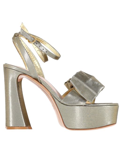 Gianvito Rossi Bow Chunky Platform Sandals in Metallic | Lyst