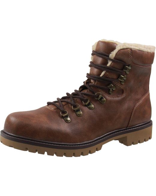 Club Room Kylerr Lugged Sole Faux Leather Combat & Lace-Up Boots in ...