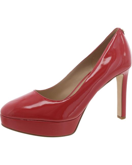 MICHAEL Michael Kors Patent Slip On Platform Heels in Red | Lyst
