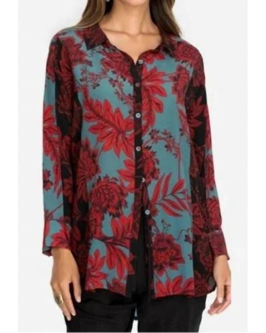Johnny Was Boudoir Tunic Top in Red | Lyst