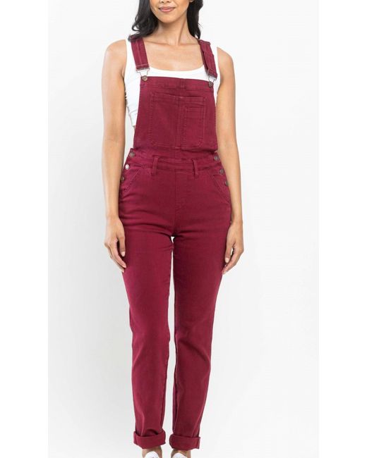 Judy Blue Overalls in Red | Lyst