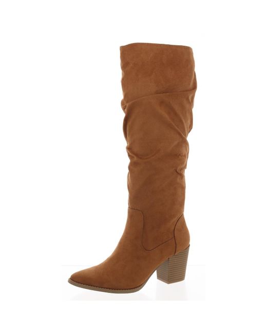 Sun & Stone Zip Up Pointed Toe Knee-High Boots in Brown | Lyst