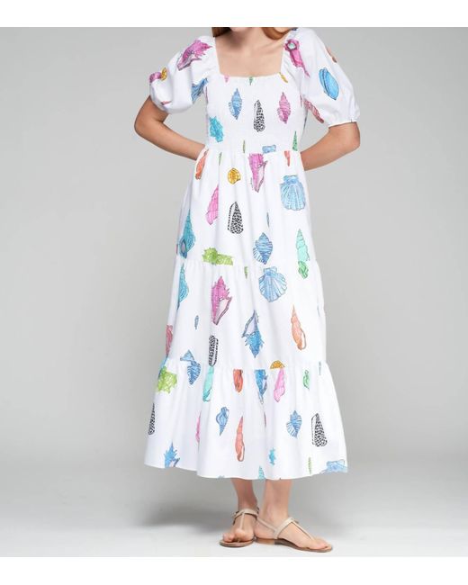 Vilagallo Dress Tora Print Motivos Marinos in White | Lyst