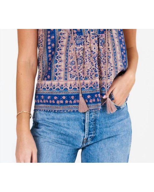 M.A.B.E Cass Print Top in Blue | Lyst