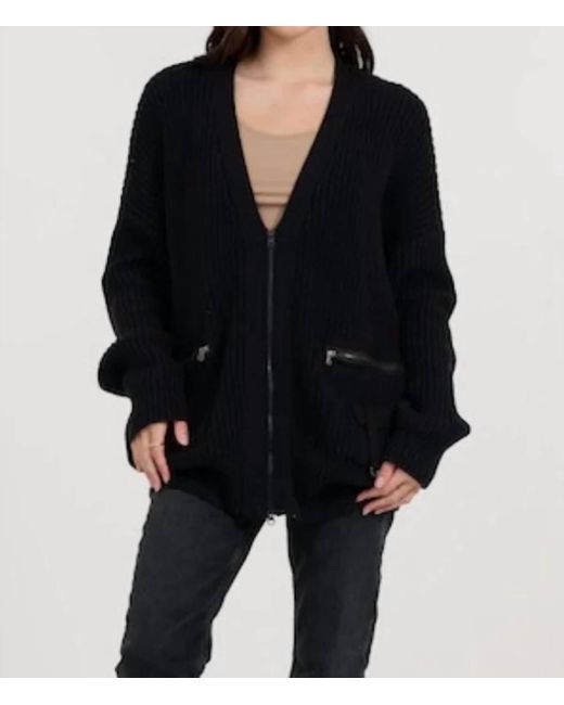 Vintage Havana Zip Front Utility Cardigan in Black | Lyst