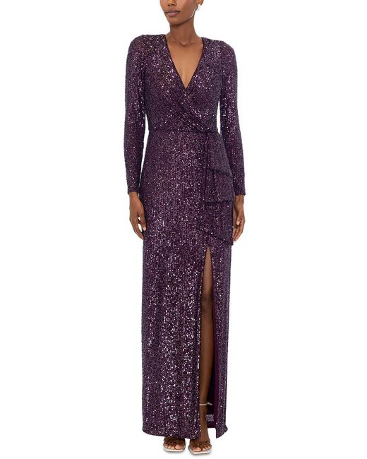 Xscape Sequin V-Neck Evening Dress in Purple | Lyst