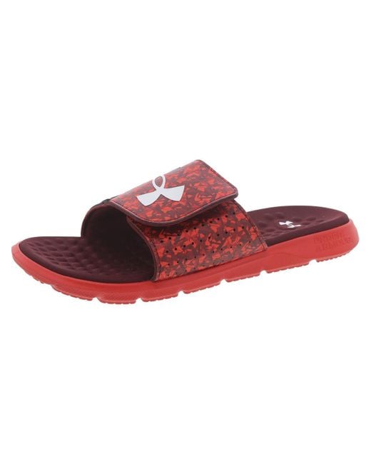 Under Armour Adjustable Memory Foam Slide Sandals in Red for Men | Lyst