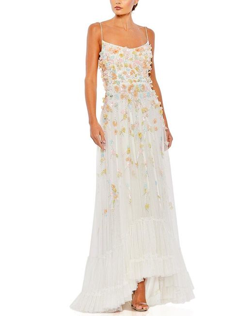 Mac Duggal Beaded 3d Flower Gown in White | Lyst