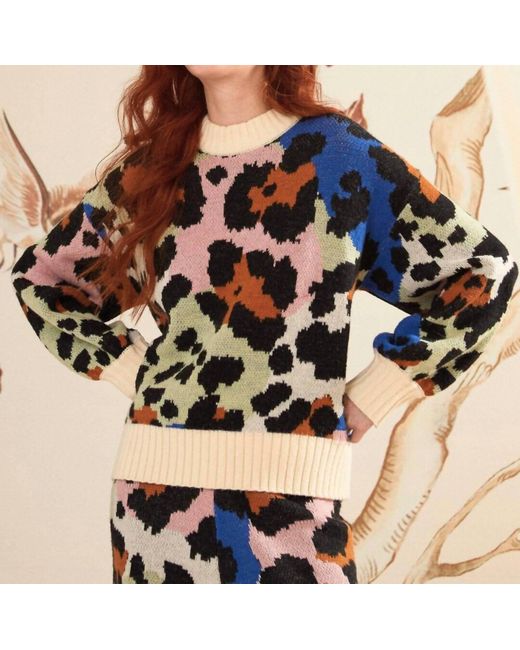 FARM Rio Colorful Leopard Knit Sweater in Blue | Lyst