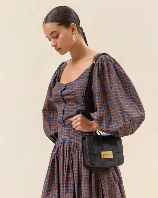 Loeffler Randall Desi Woven Leather Crossbody in Black | Lyst