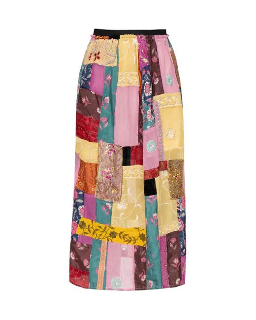 Sea Phoebe Patchwork Skirt in White | Lyst