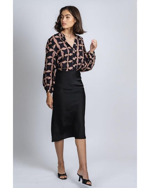Silk & Salt Delilah Midi Skirt in Black | Lyst
