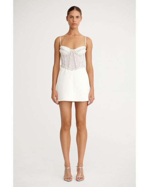 SO ONLINE AU Micro Mini Dress With Rhinestone Details in White | Lyst
