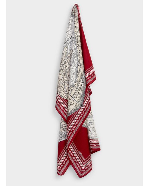 Inoui Edition Carte Du Monde Large Square Scarf in Red | Lyst