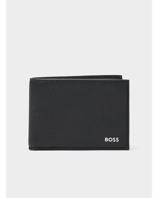 BOSS Minimalist Textured Leather Wallet in Black for Men | Lyst