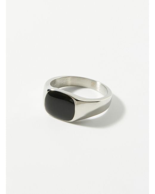Five Jwlry Black Stone Signet Ring in White for Men | Lyst