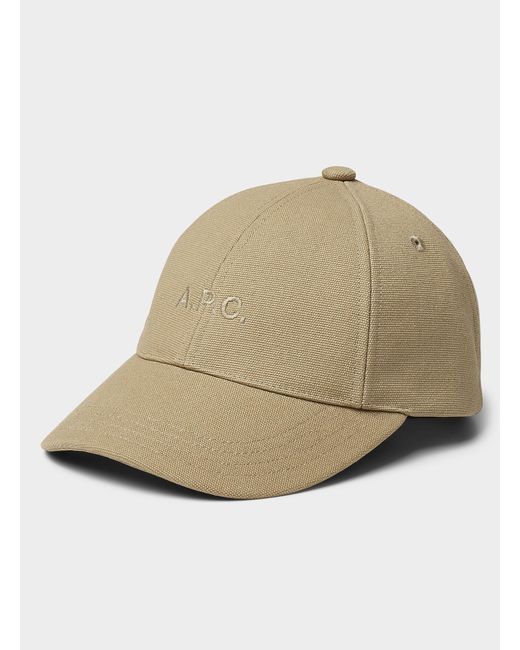 A.P.C. Charlie Embroidered Logo Beige Cap in Natural | Lyst
