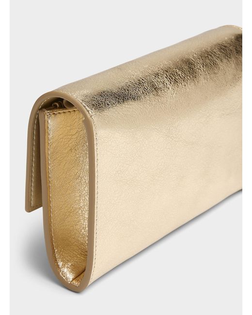 Ted Baker Cyra Metallic Leather Evening Bag in Natural | Lyst