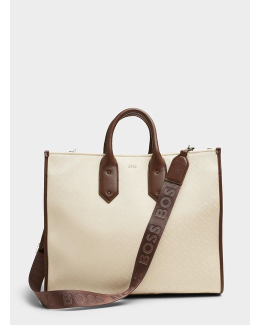 BOSS Sandy Satiny Tote Bag in Natural | Lyst
