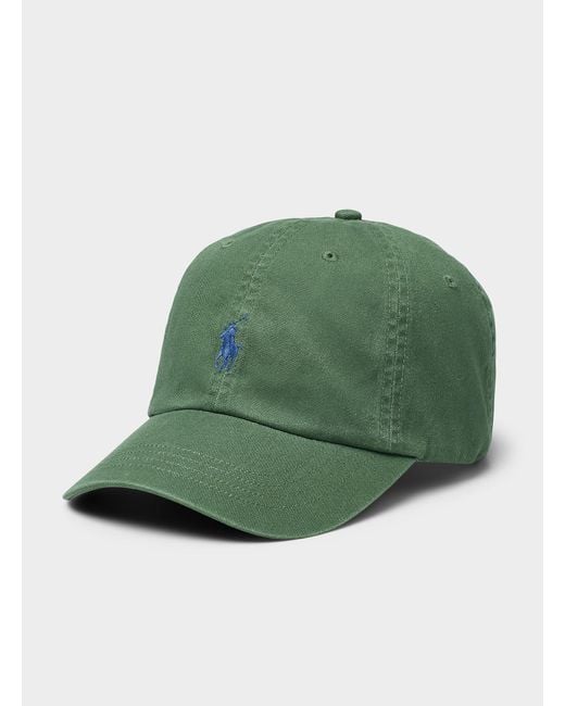 Polo Ralph Lauren Embroidered Polo Player Faded Dad Cap in Green for ...