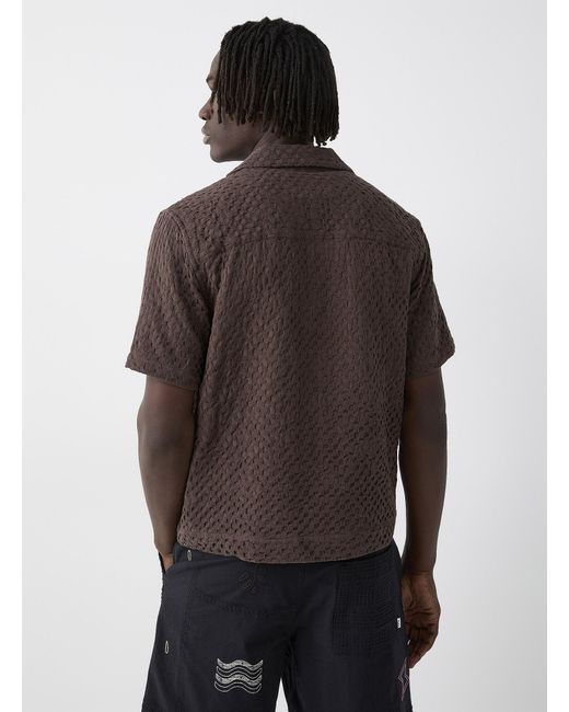 Wax London Embossed Texture Camp Shirt in Brown for Men | Lyst