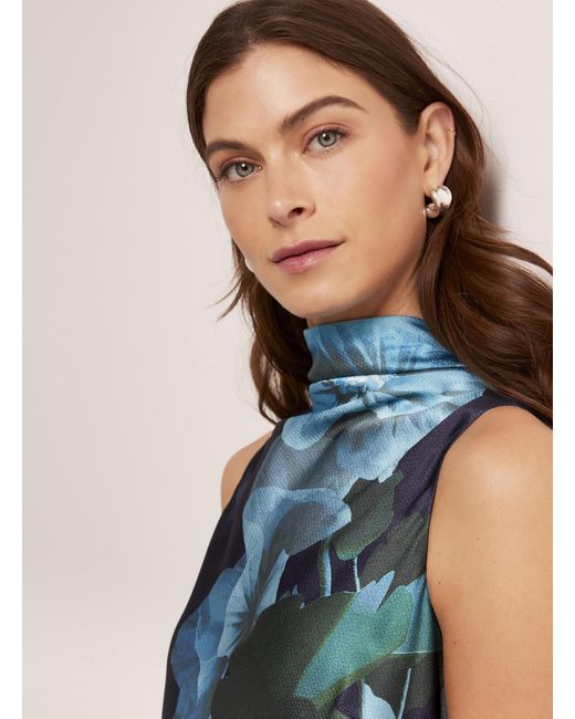 Ted Baker Timava Draped Collar Captivating Flowers Satin Dress in Blue ...