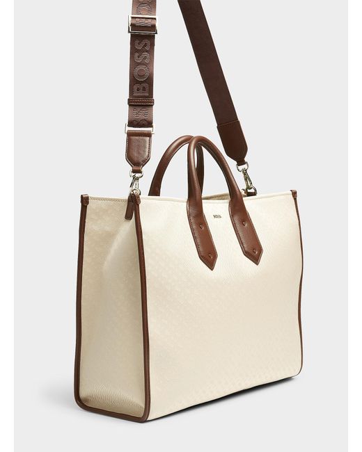 BOSS Sandy Satiny Tote Bag in Natural | Lyst