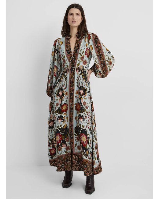 FARM Rio Bohemian Print Long Flowy Dress in White | Lyst