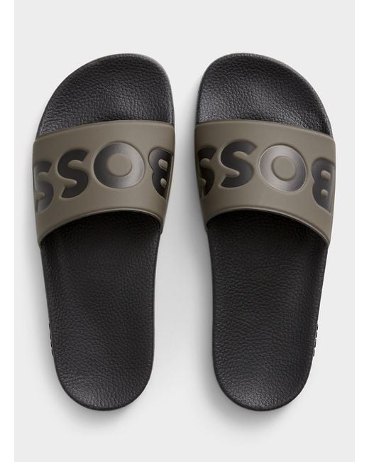 BOSS Aryeh Slides Men in Gray for Men | Lyst