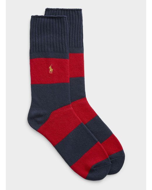 Polo Ralph Lauren Rugby Stripe Knit Sock in Red for Men | Lyst