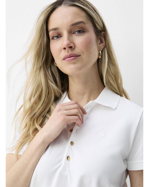Ralph Lauren Golden Buttons Polo Shirt in White | Lyst