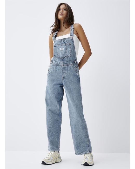 Levi's Faded Blue Denim Loose Overalls | Lyst