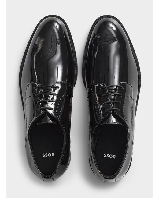 BOSS Tayil Shiny Leather Derby Shoes Men in Black for Men | Lyst