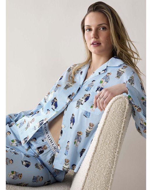 Polo Ralph Lauren Madison Bear Striped Pyjama Set in Blue | Lyst