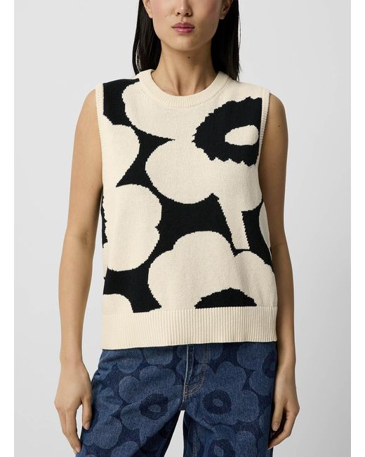 Marimekko Pioneeri Unikko Knit Sweater Vest in Blue | Lyst