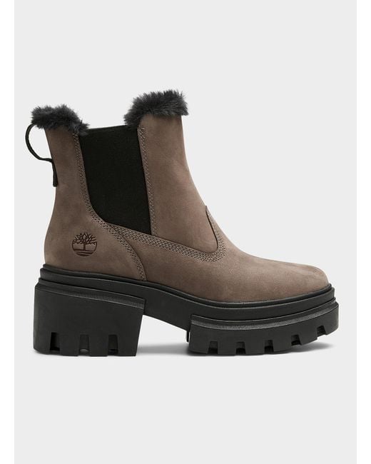 Timberland Nubuck Everleigh Lined Chelsea Boots Women in Brown | Lyst