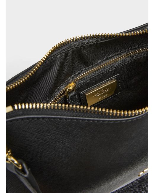 Ralph Lauren Danni Gold Logo Leather Crossbody Bag in White | Lyst