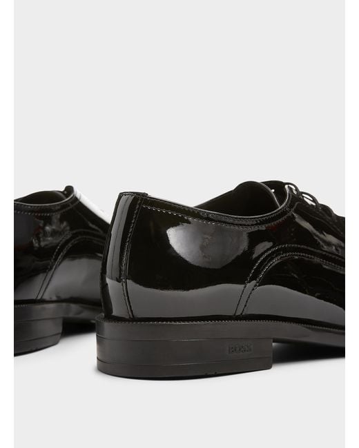 BOSS Tayil Shiny Leather Derby Shoes Men in Black for Men | Lyst