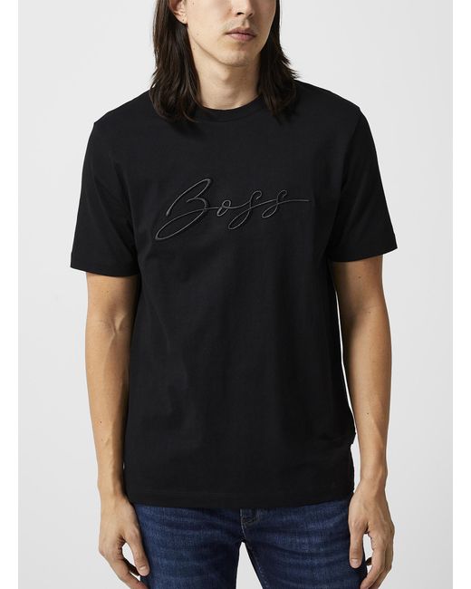 BOSS Cursive Logo T in Black for Men | Lyst