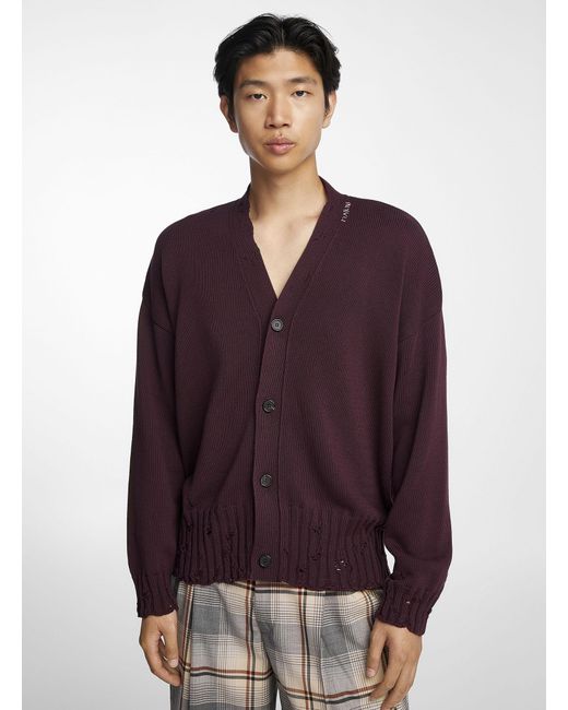 Marni Burgundy Worn Details Cardigan in Purple for Men | Lyst