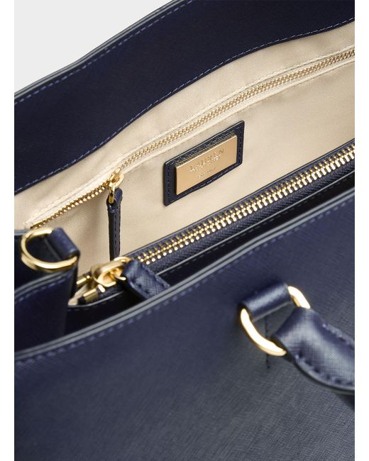 Ralph Lauren Hanna Rectangle Leather Bag in Blue | Lyst